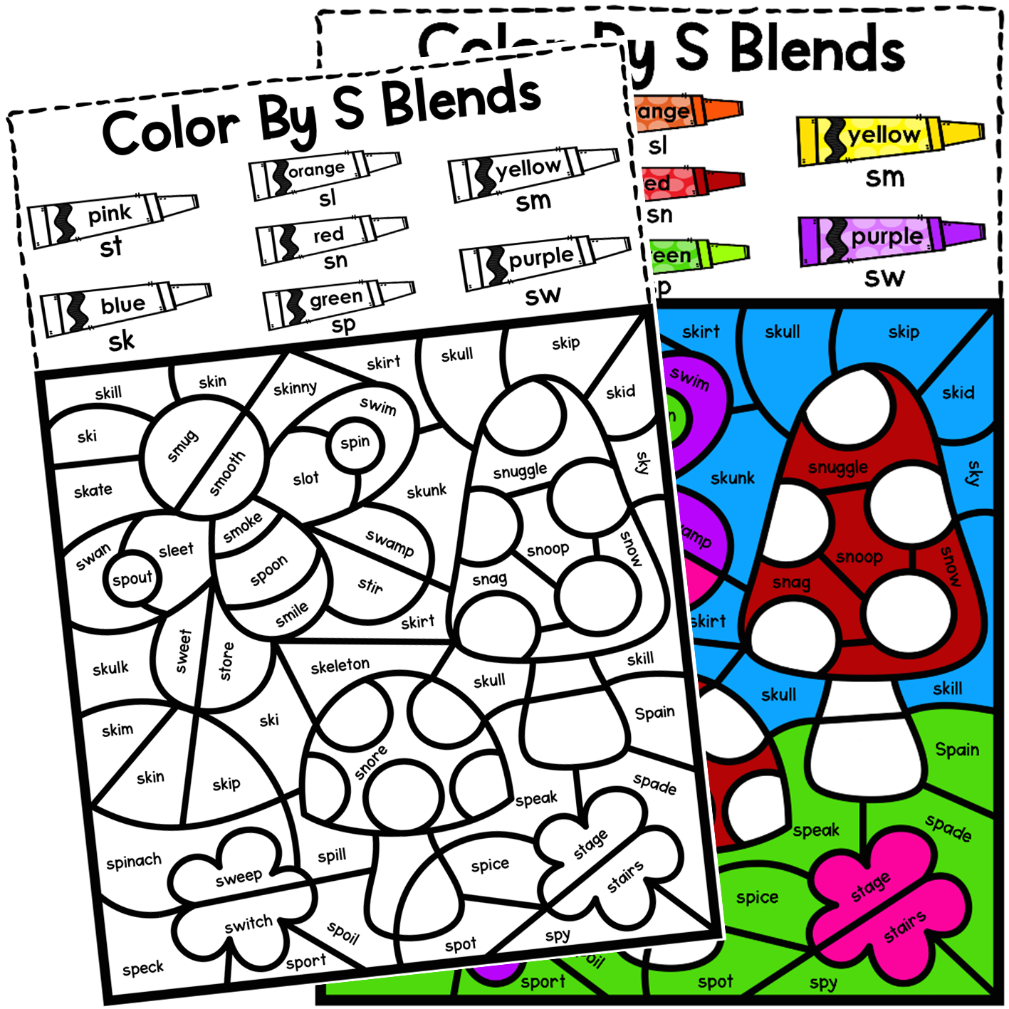 Spring Activities Color by S Blends | Made By Teachers