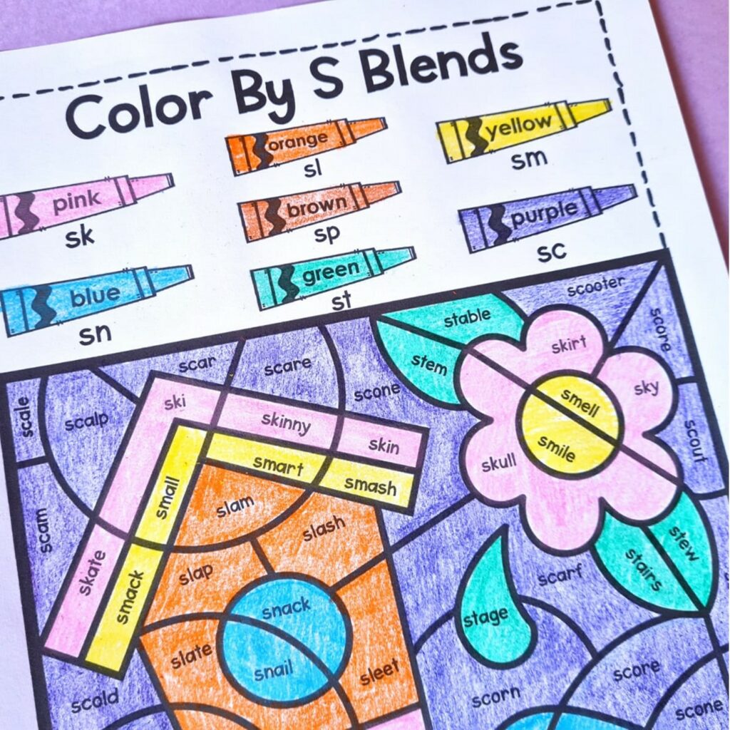 Spring Activities Color by S Blends | Made By Teachers