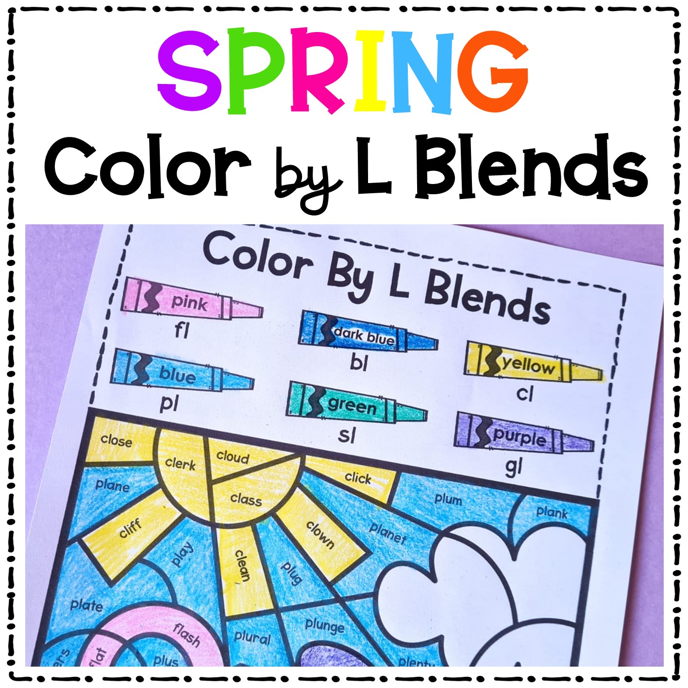 Spring Activities Color by L Blends | Made By Teachers