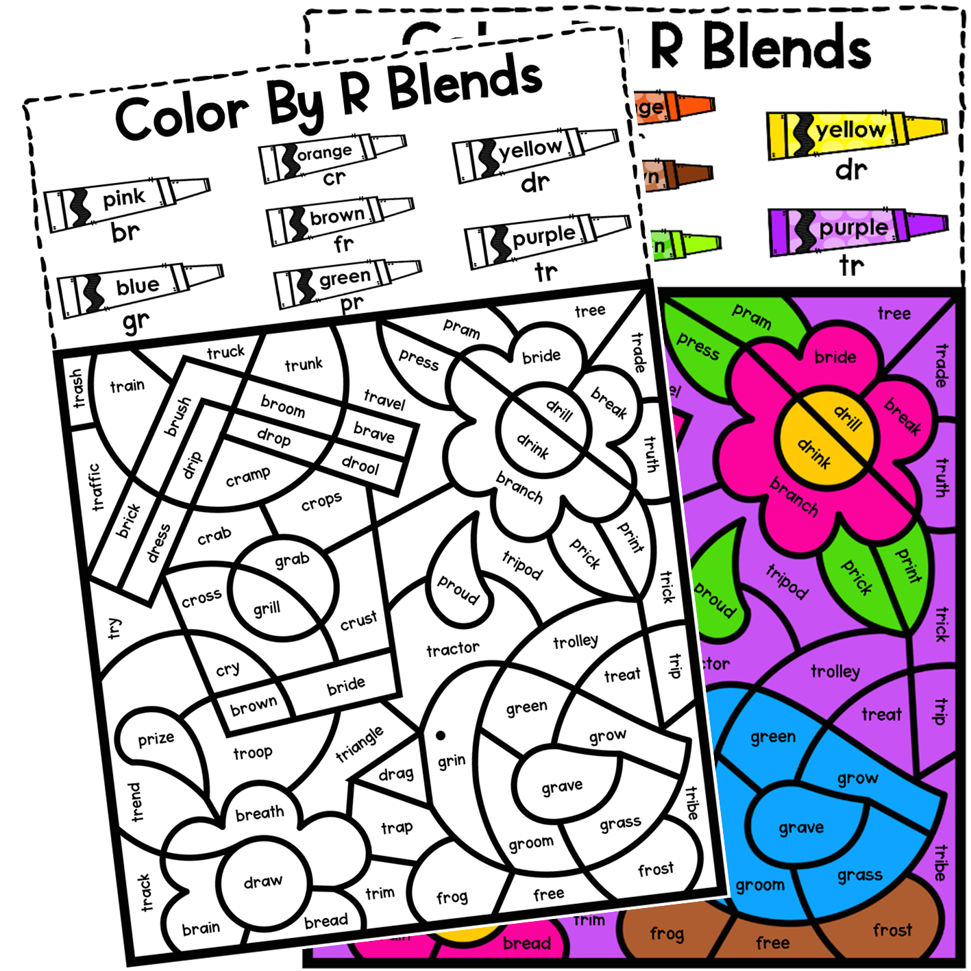 Spring Activities Color by R Blends | Made By Teachers