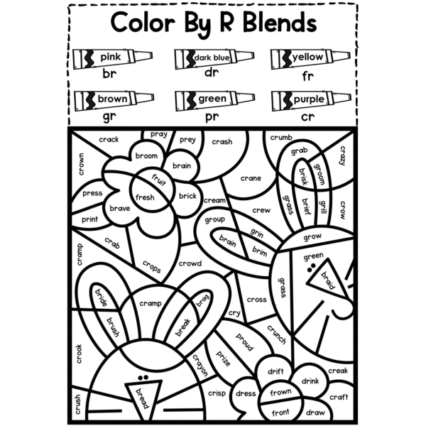 Spring Activities Color by R Blends | Made By Teachers