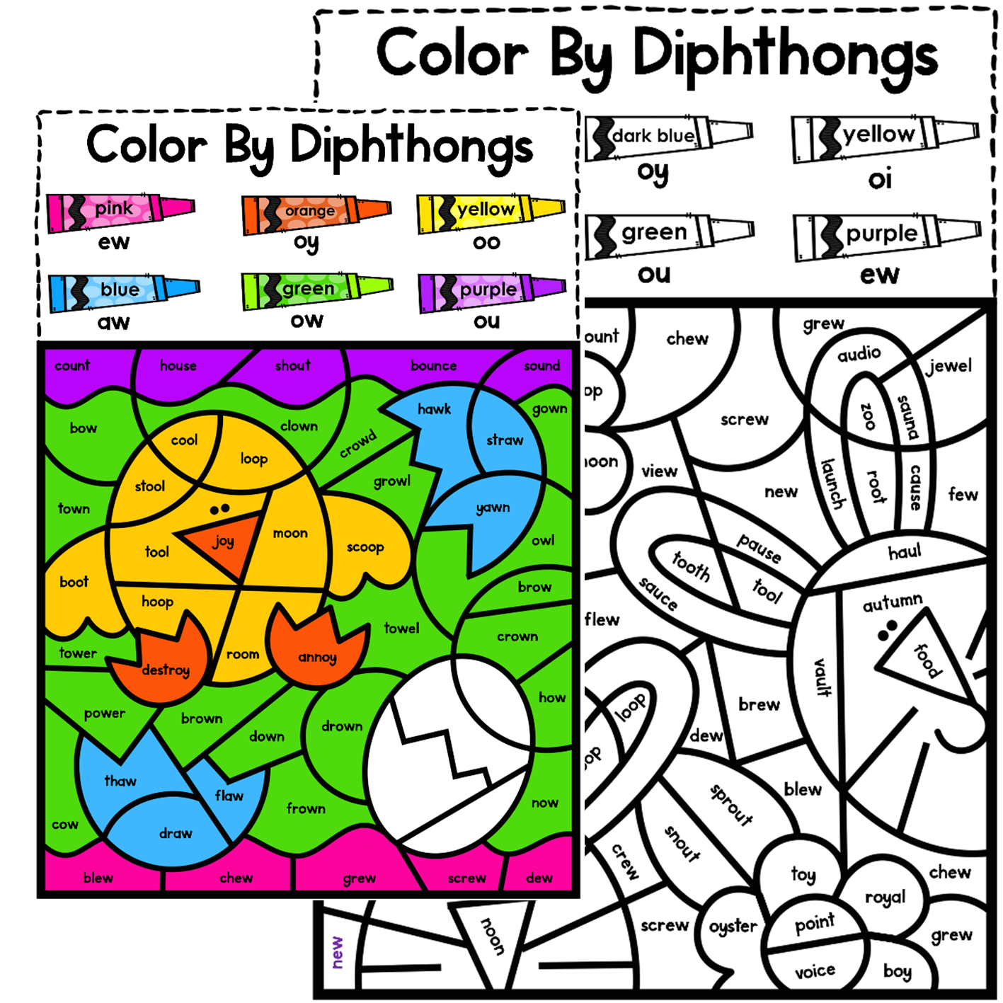 Spring Activities Color by Diphthongs | Made By Teachers