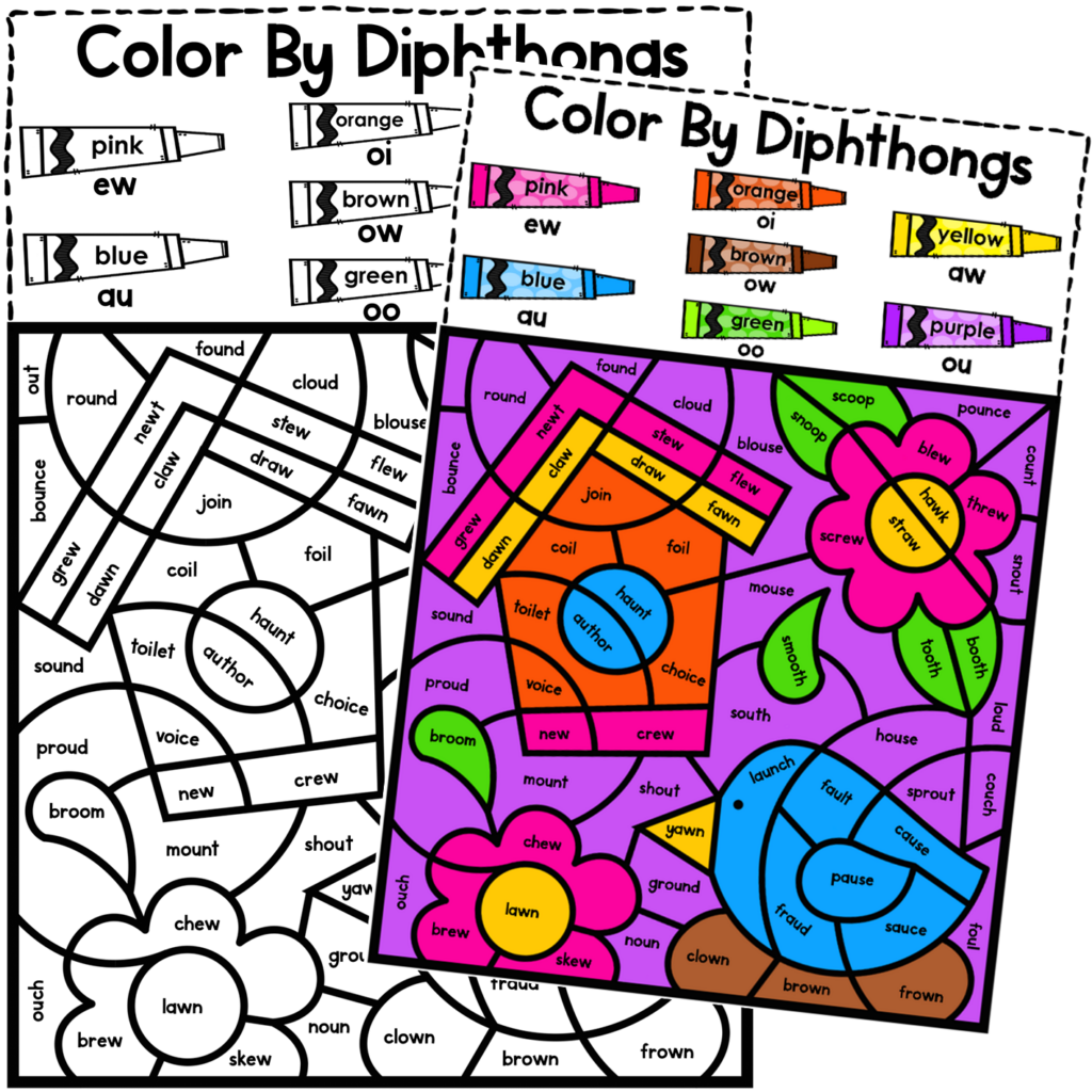 Spring Activities Color by Diphthongs | Made By Teachers