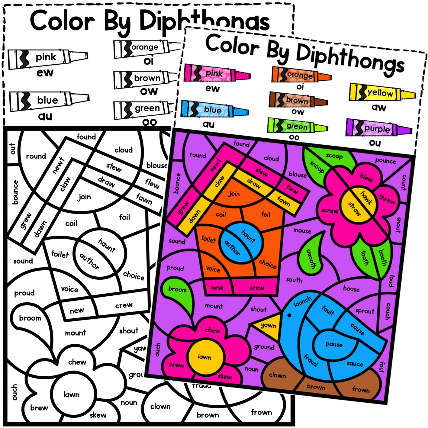 Spring Activities Color by Diphthongs | Made By Teachers