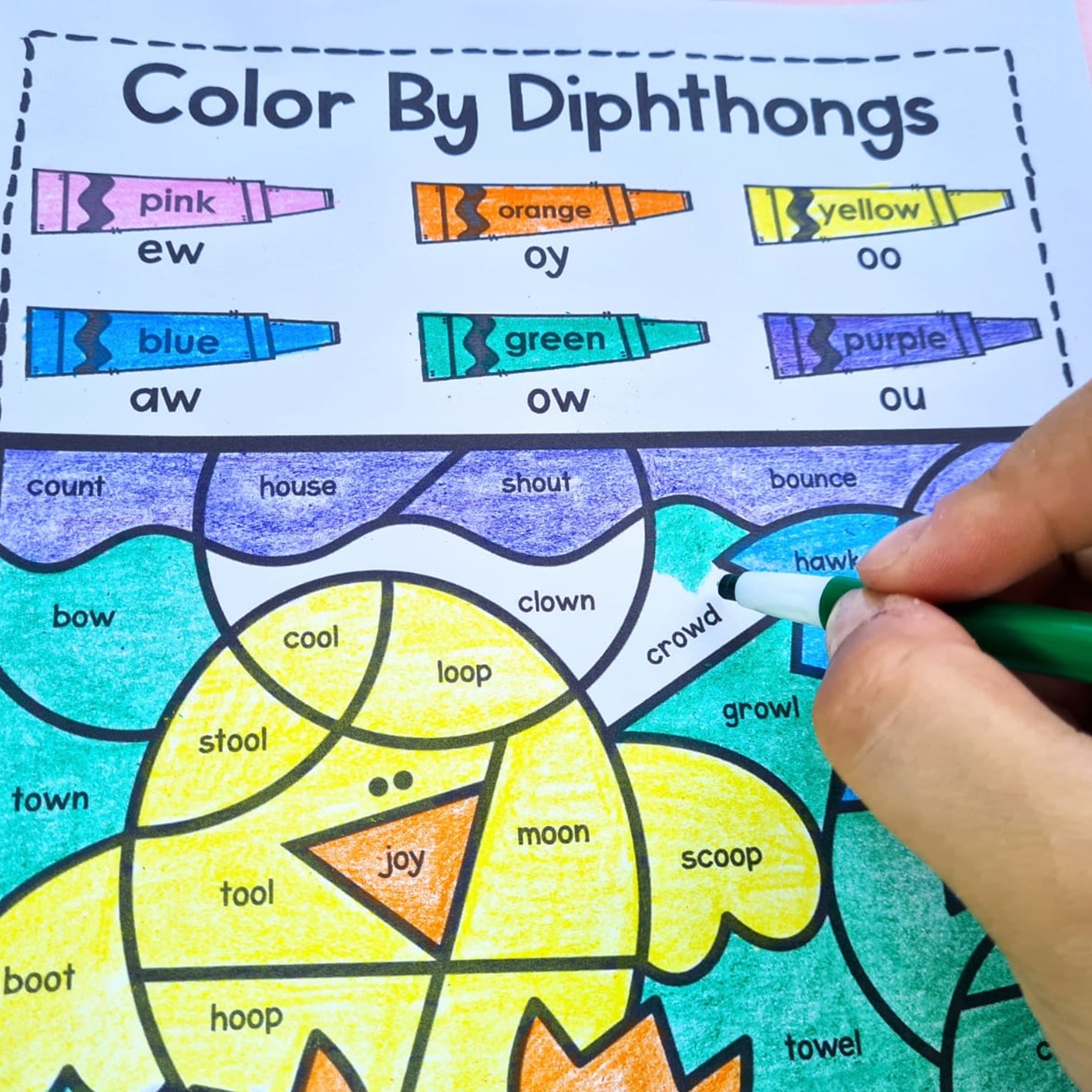 Spring Activities Color by Diphthongs | Made By Teachers