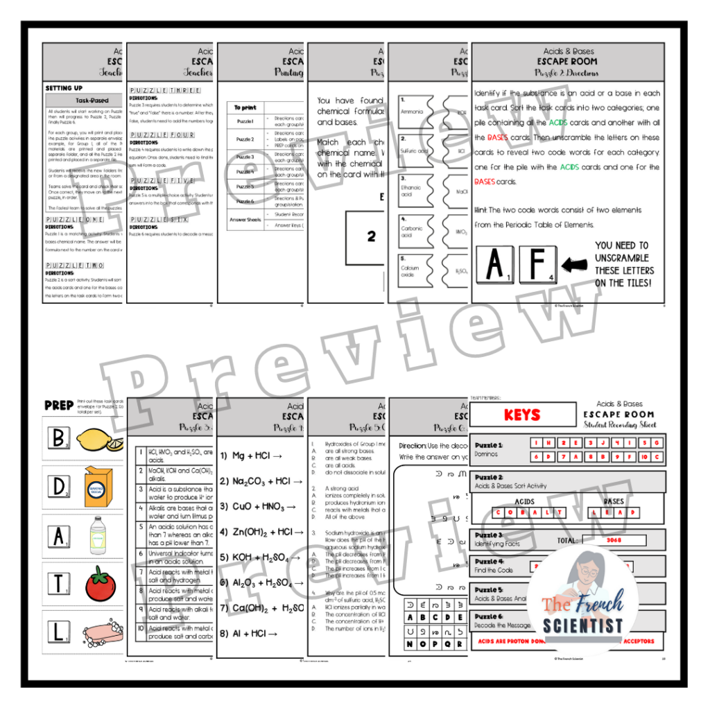 CHEMISTRY Acids & Bases Escape Room Activity [Printable PDF] | Made By ...