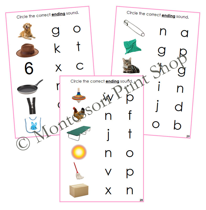 Pink Phonetic Ending Sound Choice Cards (photos) | Made By Teachers