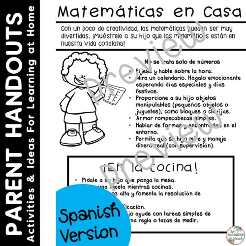 Parent Handouts for Preschool Home to School Connection (Spanish ...