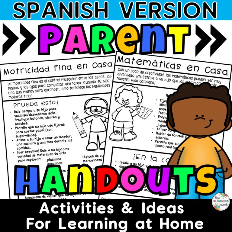 Parent Handouts for Preschool Home to School Connection (Spanish ...
