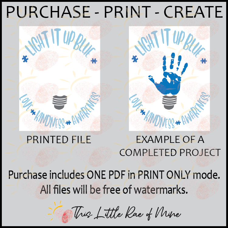 Light it up blue - autism - lightbulb - Handprint Art - Keepsake ...