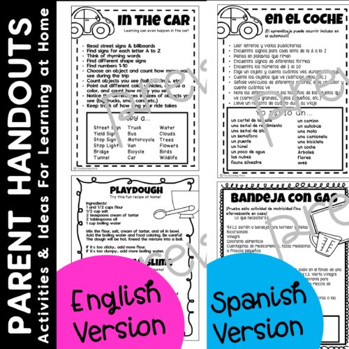 Parent Handouts for Preschool Home to School Connection (English and ...