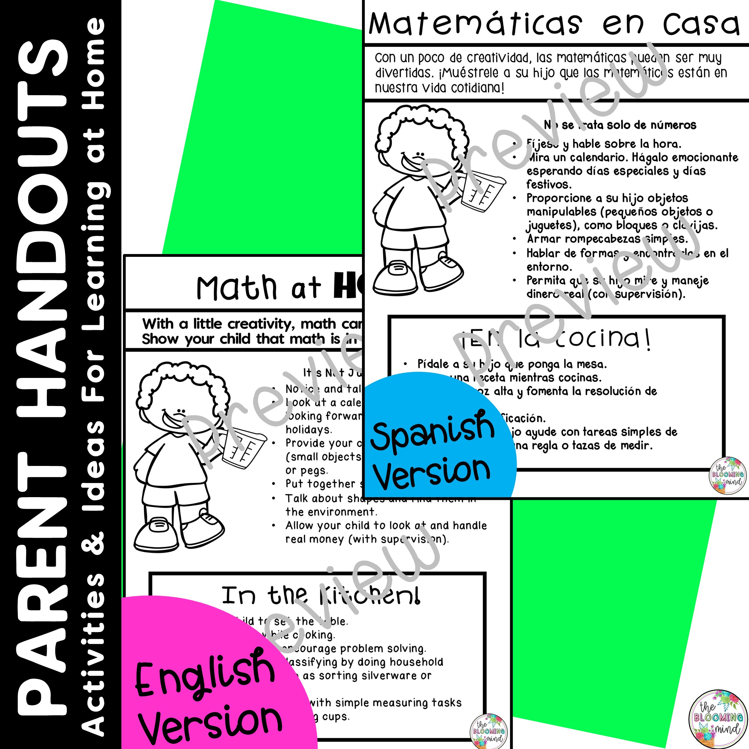 Parent Handouts for Preschool Home to School Connection (English and ...