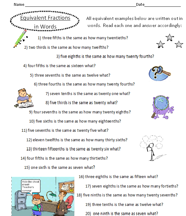 Equivalent Fractions in Words (20 Examples Written Out) | Made By Teachers