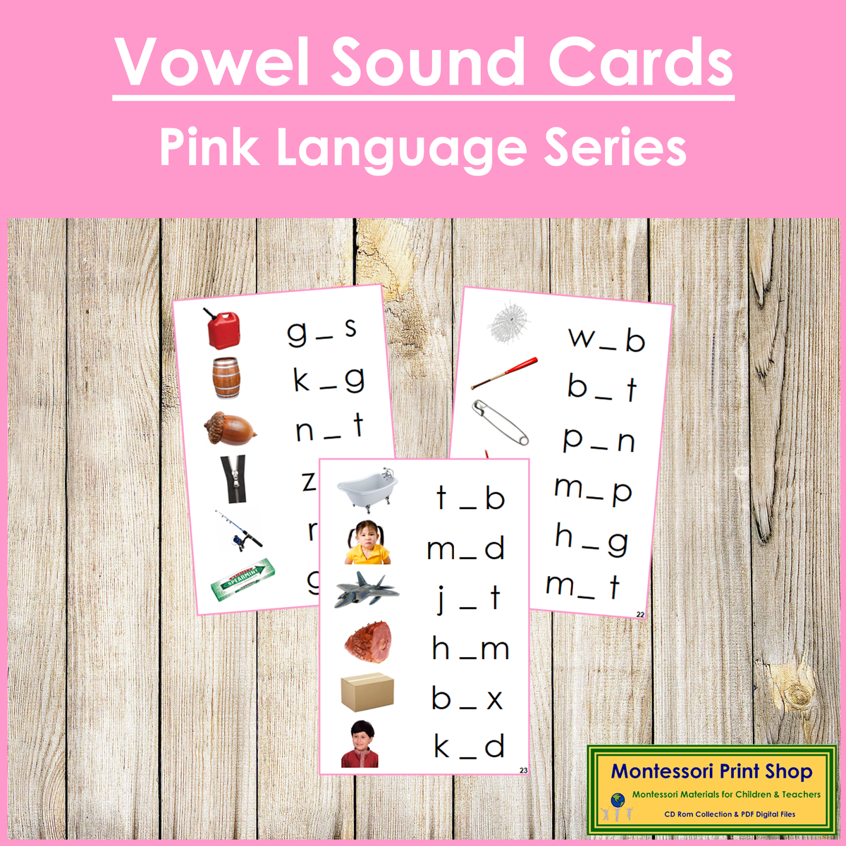 Pink Phonetic Vowel Sound Cards (photos) | Made By Teachers