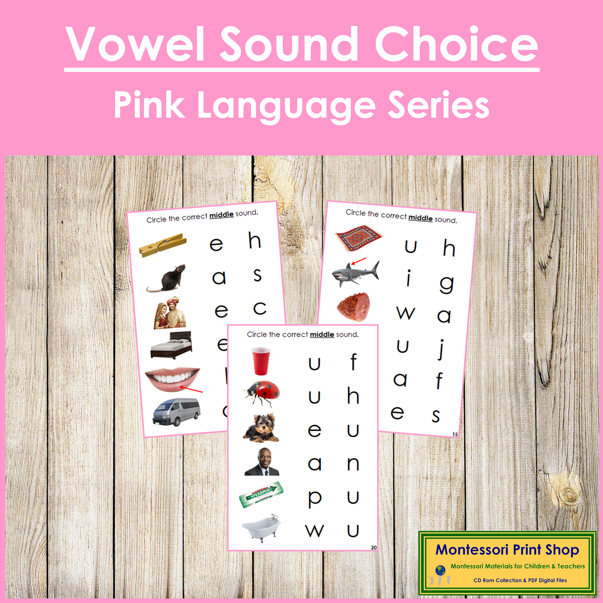 Pink Phonetic Vowel Sound Choice Cards (photos) | Made By Teachers