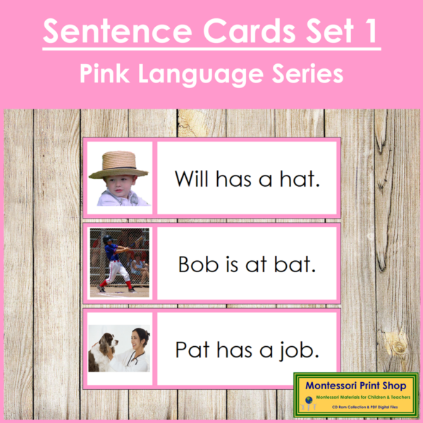 Pink Phonetic Sentence Cards - Set 1 (photos) | Made By Teachers