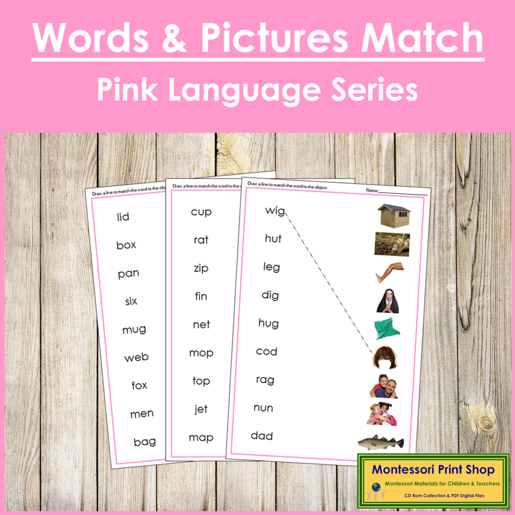 Pink Phonetic Word & Picture Match (photos) | Made By Teachers