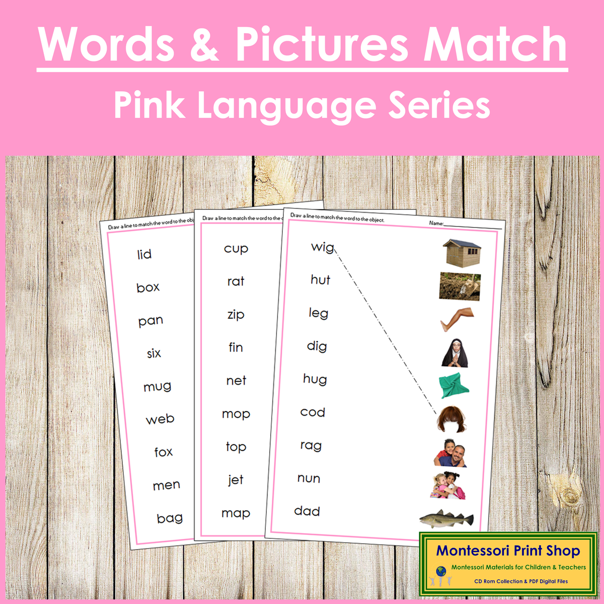 Pink Phonetic Word & Picture Match (photos) | Made By Teachers