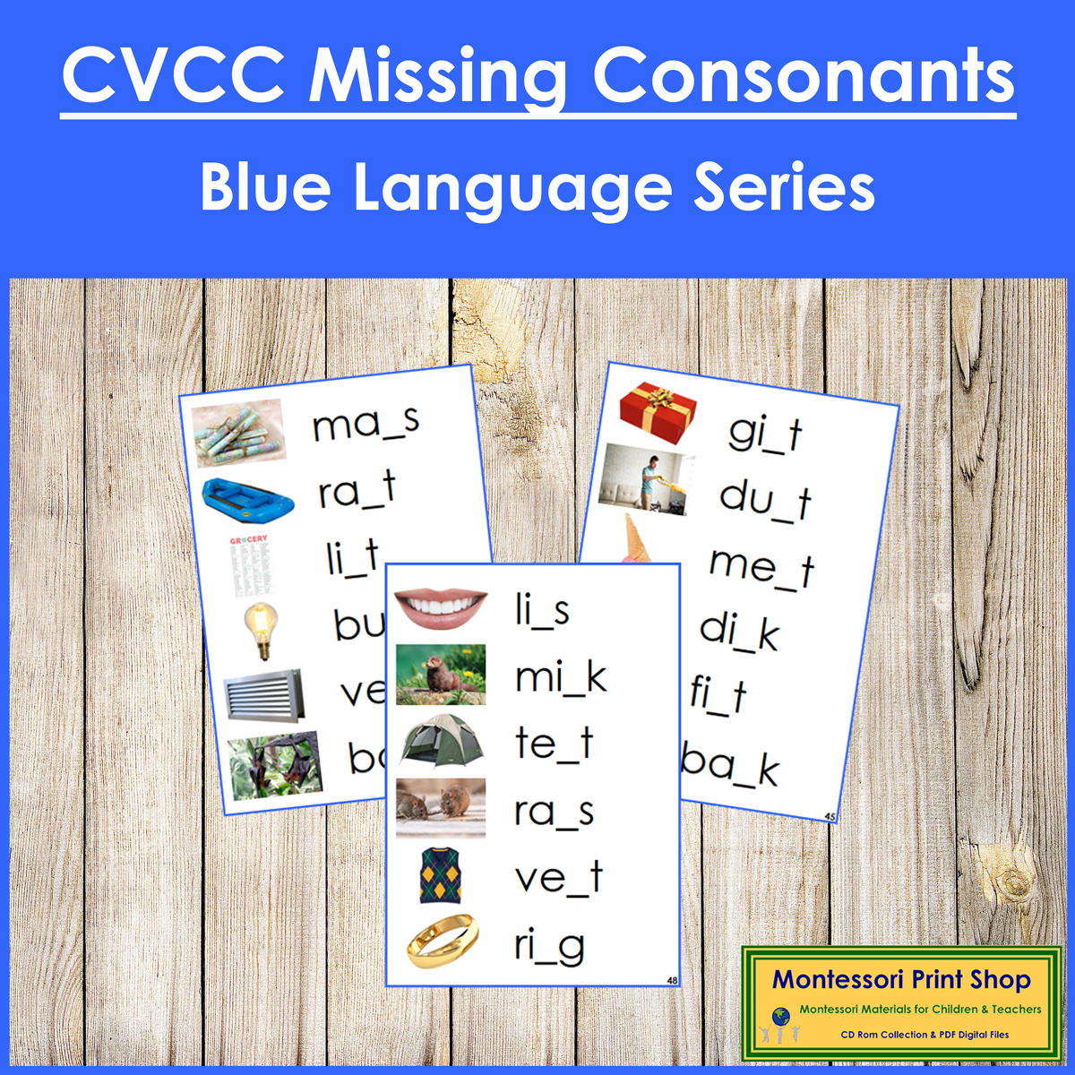 Blue Phonetic CVCC Missing Consonant Cards (photos) | Made By Teachers