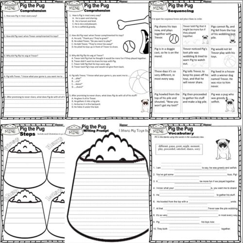 Pig the Pug Book Companion Reading Comprehension Worksheets | Made By ...