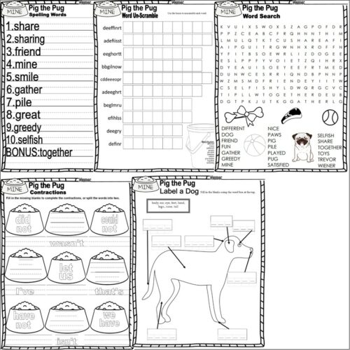 Pig the Pug Book Companion Reading Comprehension Worksheets | Made By ...