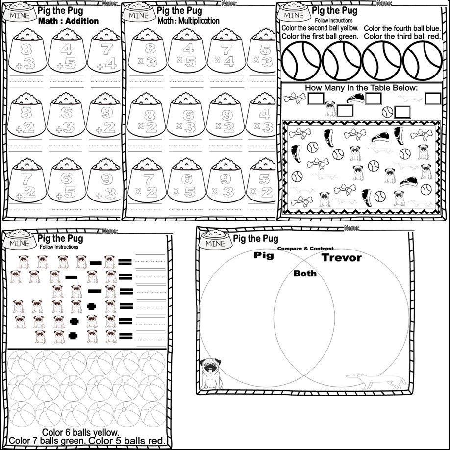 Pig the Pug Book Companion Reading Comprehension Worksheets | Made By ...