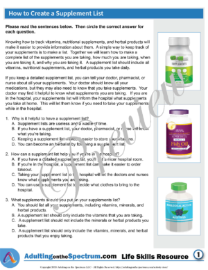 How to Create a Supplement List No-Prep SPED Independent Living Skills ...