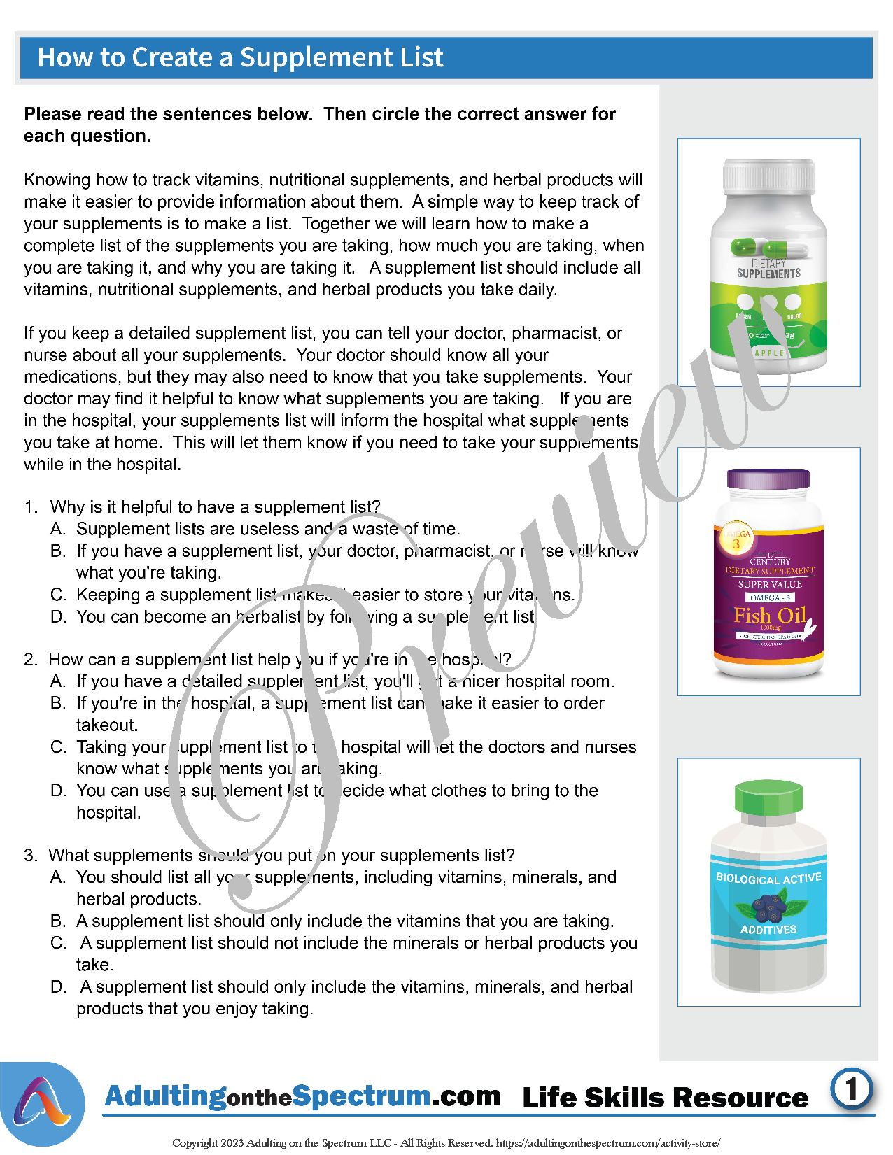 Practical Life Skills - How to Create a Supplement List | Made By Teachers