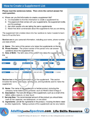 How to Create a Supplement List No-Prep SPED Independent Living Skills ...