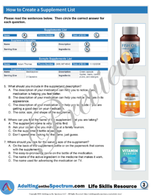 How to Create a Supplement List No-Prep SPED Independent Living Skills ...