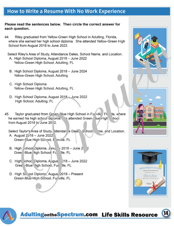 How to Write Your First Resume No-Prep SPED Independent Living Skills ...