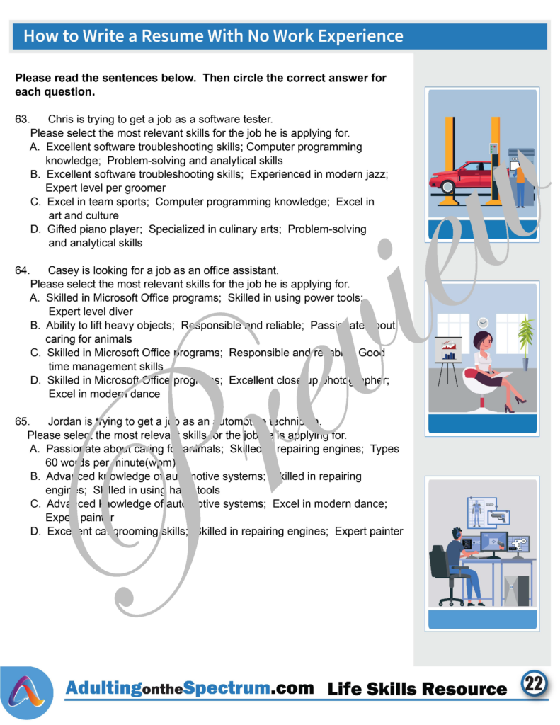 How to Write Your First Resume No-Prep SPED Independent Living Skills ...