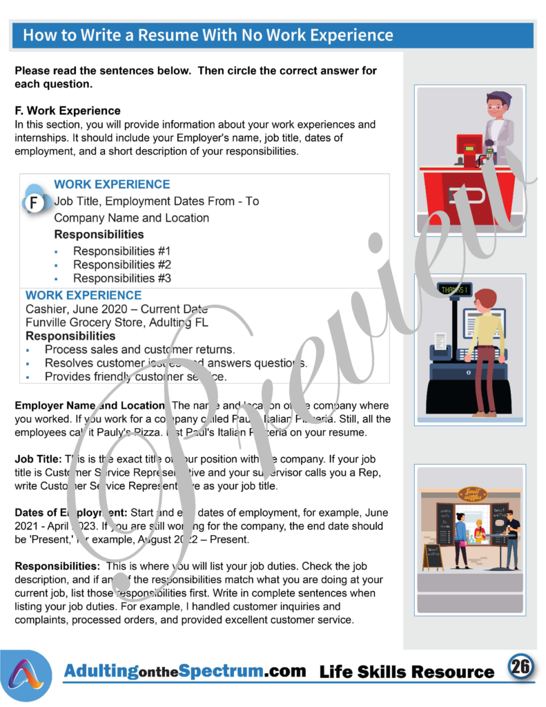 How to Write Your First Resume No-Prep SPED Independent Living Skills ...