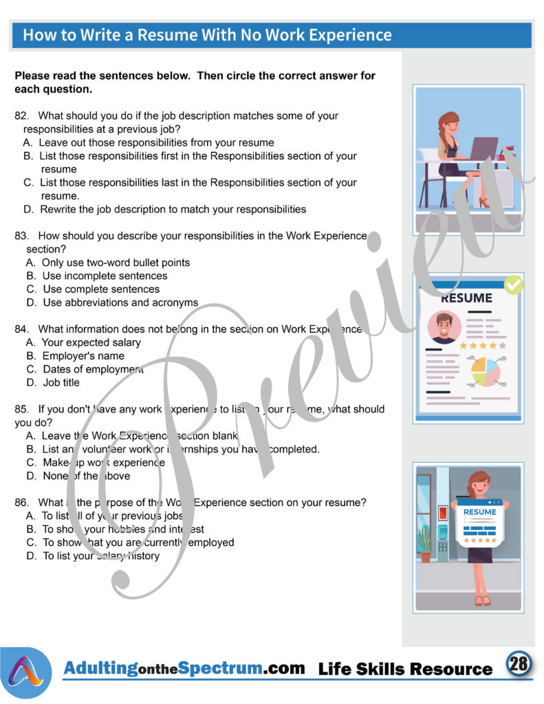 How to Write Your First Resume No-Prep SPED Independent Living Skills ...