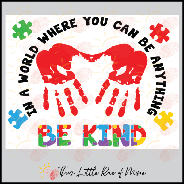 Be Kind - autism - Handprint Art - Keepsake - Printable - puzzle piece ...