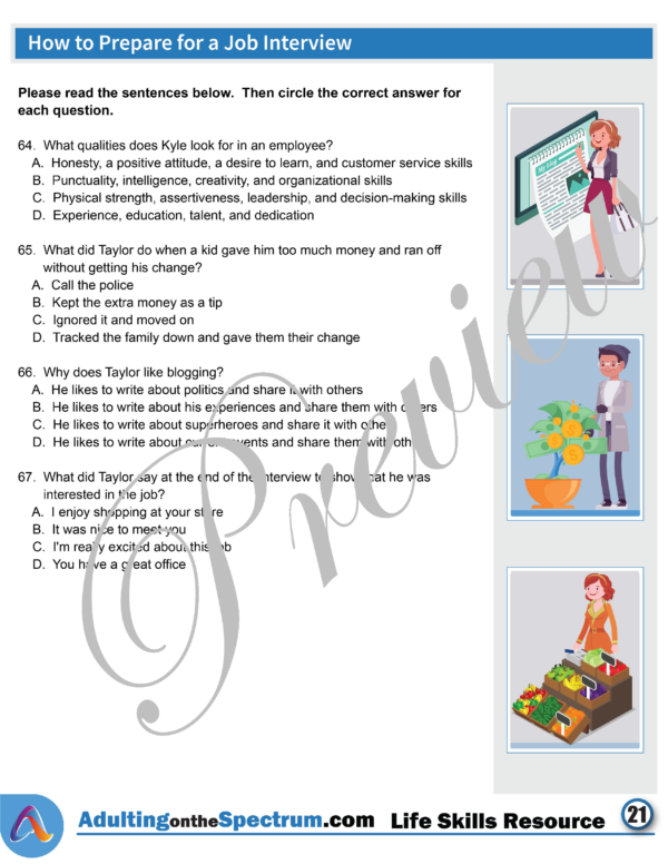 How to Prepare for a Job Interview No-Prep SPED Independent Living ...