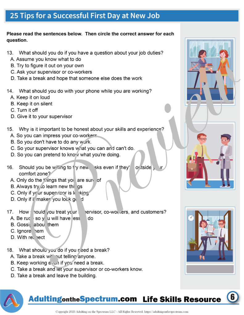 25 Tips for a Successful First Day at Work SPED Independent Living ...