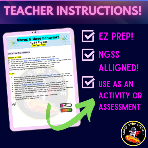 Waves and Wave Characteristics One Pager Project STEM Science Activity ...