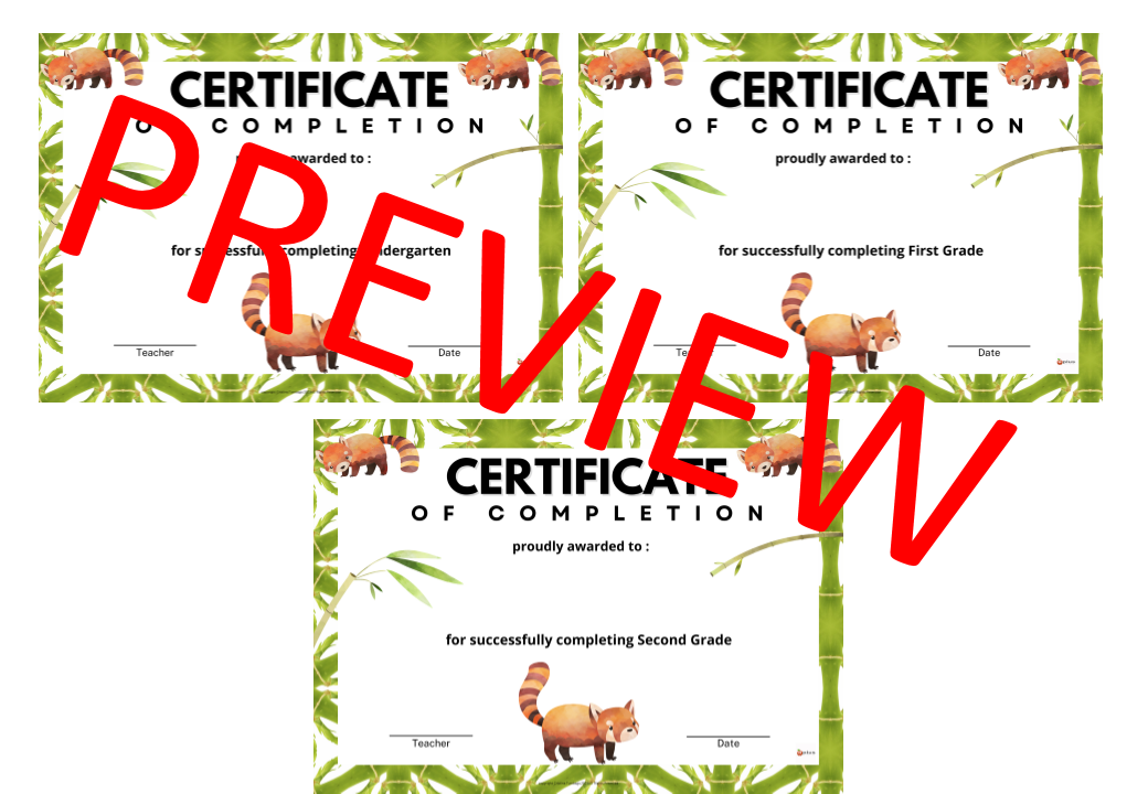 Editable Certificate of Completion Red Panda Theme | Made By Teachers