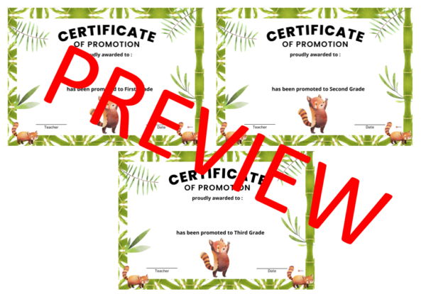 End of Year, Certificate of Completion and Promotion Red Panda Theme ...