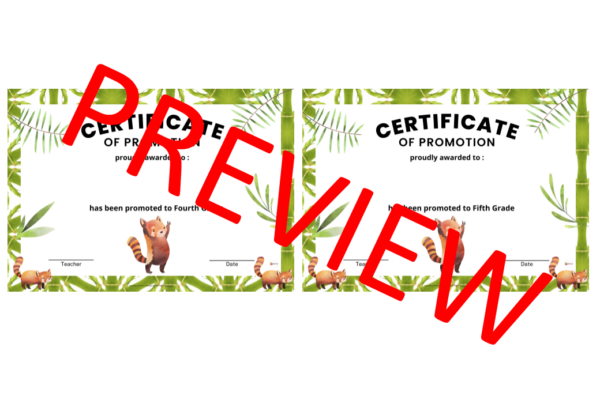 Editable Certificate of Completion and Promotion Red Panda Theme Bundle ...