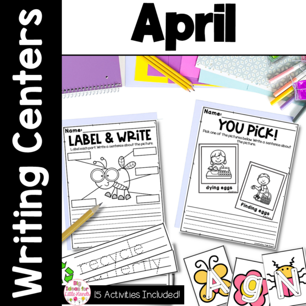 April Spring Easter Writing Prompts & Center | Kindergarten and First ...
