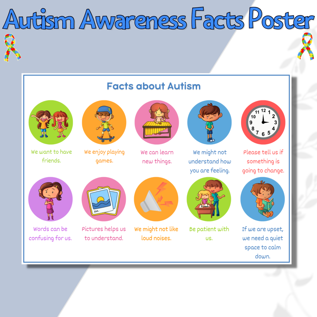 Facts about Autism awareness for kids, Autism Facts poster ...