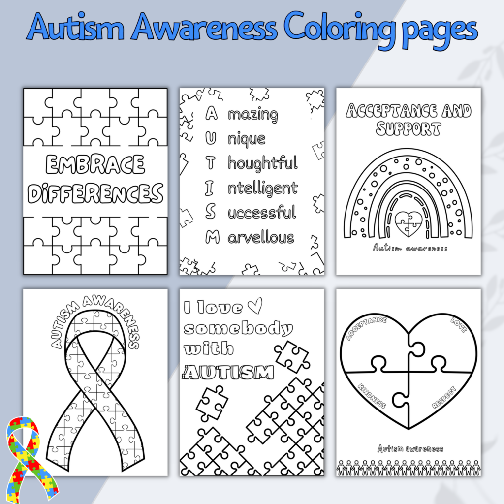Autism awareness coloring pages, 12 coloring pages, autism sign ...