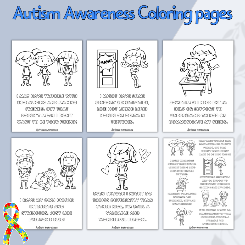 Autism awareness coloring pages, 12 coloring pages, autism sign ...