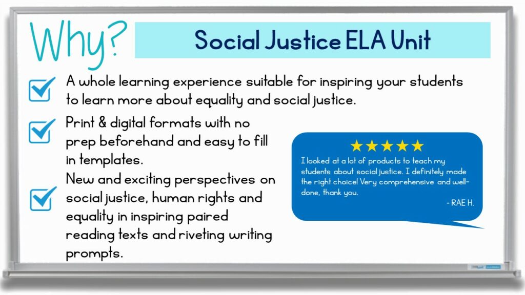 Social Justice Unit - Reading Activities, Writing Prompts - Print and ...