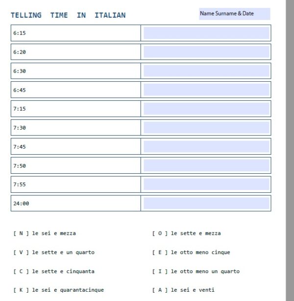 TELLING TIME IN ITALIAN | Made By Teachers