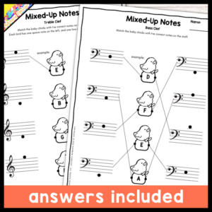 Easter Spring Themed Beginner Music Worksheets, for Piano, Elementary ...