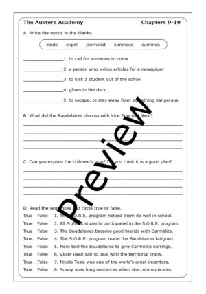 Lemony Snicket "The Austere Academy" worksheets | Made By Teachers
