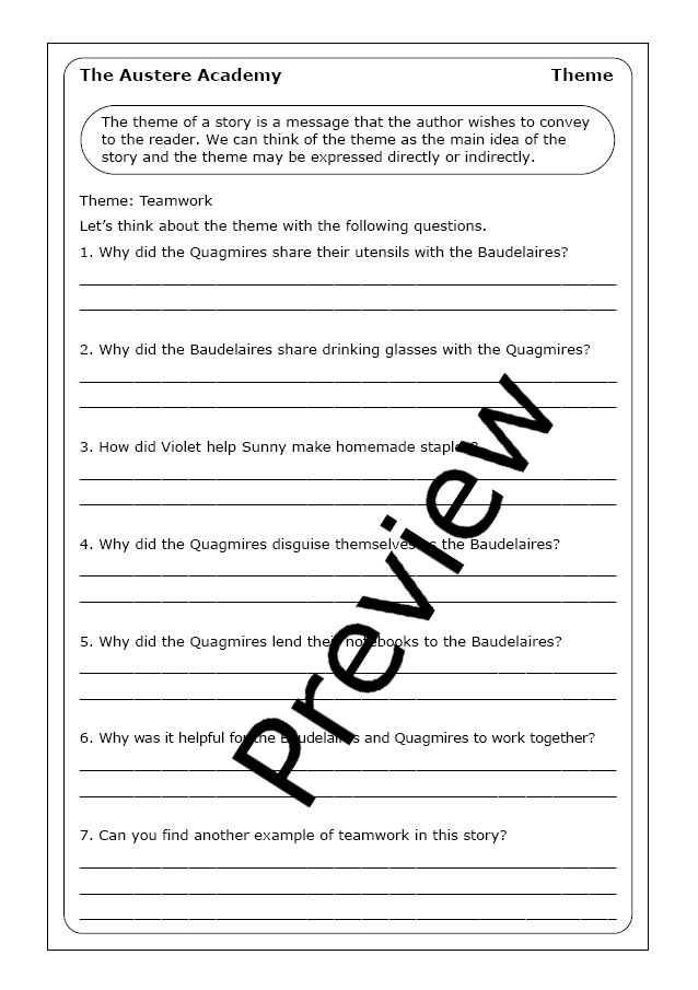 Lemony Snicket "The Austere Academy" worksheets | Made By Teachers